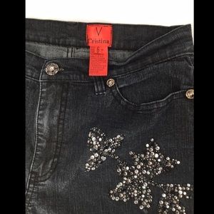 V Cristina | Jeans | V Cristina Size 6 Faded Black Jeans Wrhinestones ...